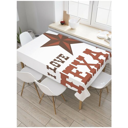 Скатерть прямоугольная JoyArty на кухонный стол "Я любля Техас" из оксфорда, 180x145 см