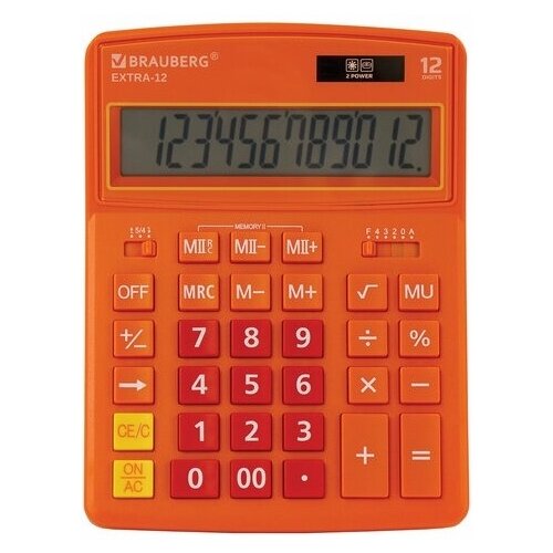 Калькулятор бухгалтерский BRAUBERG Extra-12, оранжевый, 4 шт.
