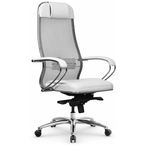 Компьютерное кресло Метта SAMURAI SL-1.04 для руководителя, обивка: текстиль/искусственная кожа, цвет: белый