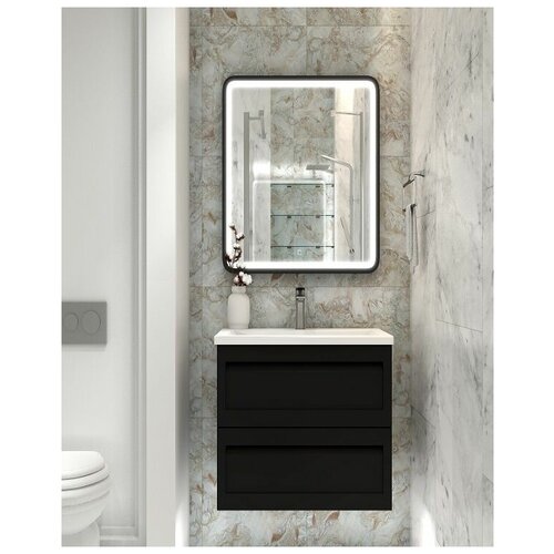 Мебель для ванной комнаты подвесная Art&Max PLATINO 58 см Чёрный матовый