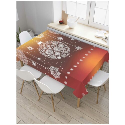 Скатерть прямоугольная JoyArty на кухонный стол "Снежные украшения" из оксфорда, 120x145 см