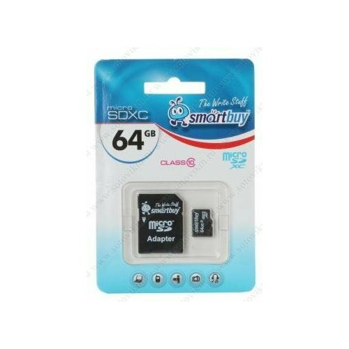 Карта памяти (SMARTBUY (SD64GBSDCL10-01) MicroSDXC 64GB Class10 UHS-1 + адаптер)