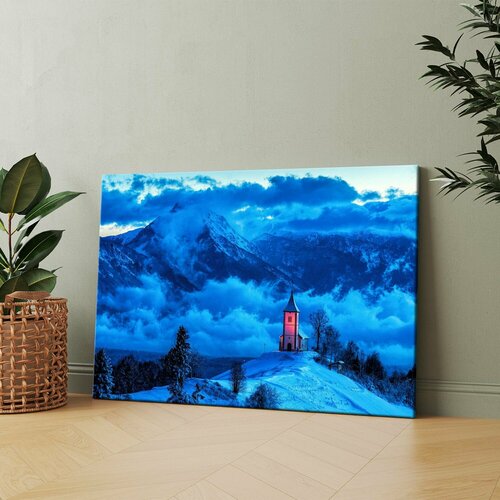 Картина на холсте (Горы зимой (1)) 40x60 см. Интерьерная, на стену.