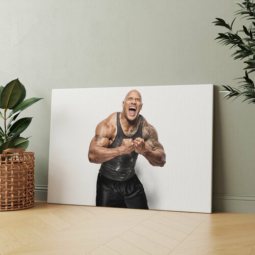 Картина на холсте "Мужчина с открытым ртом и поднятыми руками" 40x60 см. Интерьерная, на стену.