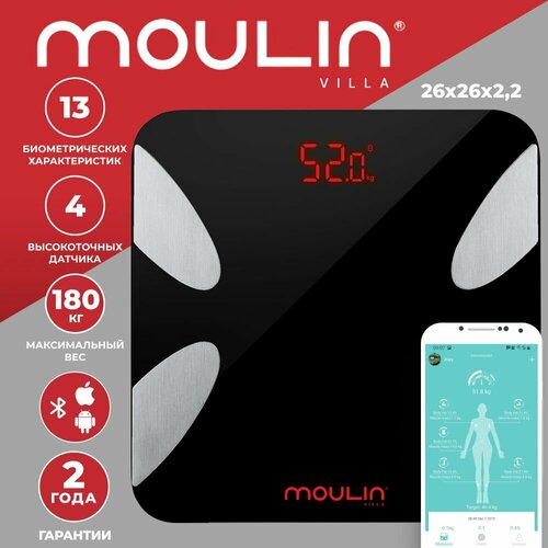 Весы напольные с приложением с функцией измерения биометрии тела Moulin Villa SC-003