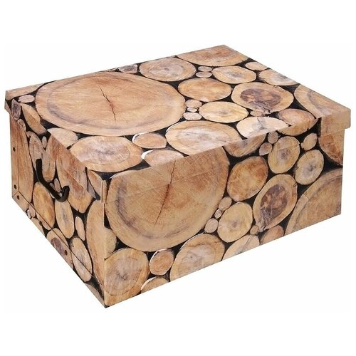 Коробка для хранения деревянные кругляшки, плотный картон, 51х37х24 см, Koopman International M30500300-2