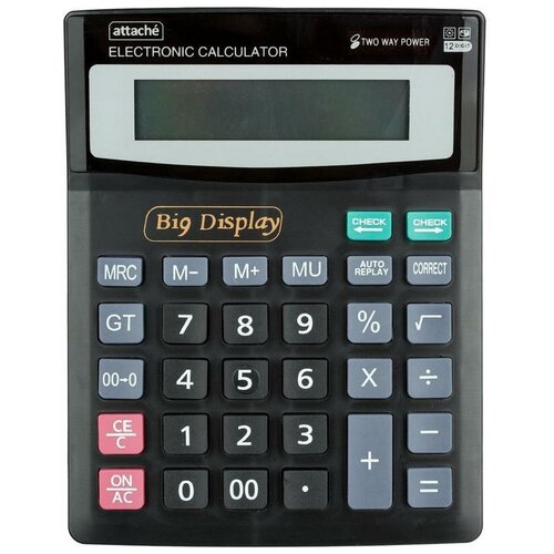 Калькулятор настольный полноразмерный Attache ATC-888-12F 12-разрядный черный 1 шт.