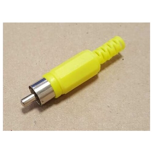 5 шт, Разъем RCA (Male), штекер на кабель под пайку, желтый