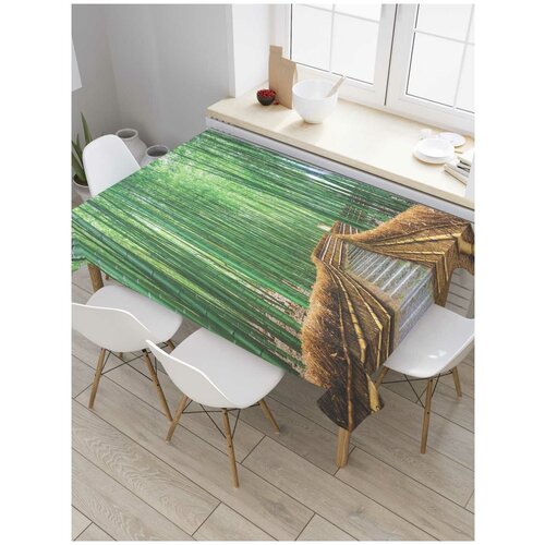 Скатерть прямоугольная JoyArty на кухонный стол "Дорожка в бамбуковом лесу" из оксфорда, 120x145 см