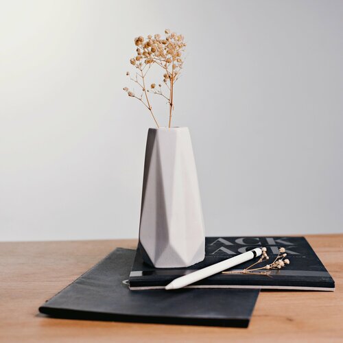 Ваза для сухоцветов настольная декоративная Jemma 2.0 14 см 1 шт / Интерьерная ваза белая