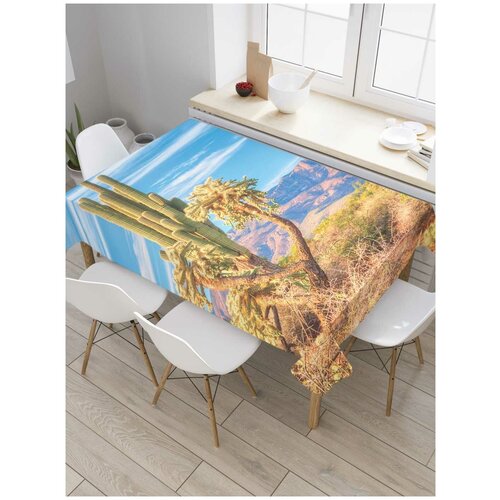 Скатерть прямоугольная JoyArty на кухонный стол "Кактус в пустыне" из оксфорда, 180x145 см