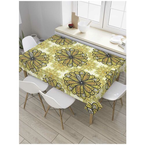 Скатерть прямоугольная JoyArty на кухонный стол "Ажурные цветы" из оксфорда, 120x145 см