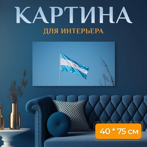 Картина на холсте "Аргентинский флаг, аргентина, флаг" на подрамнике 75х40 см. для интерьера