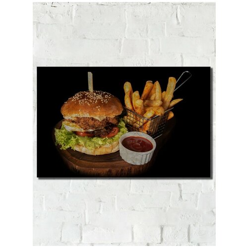 Картина интерьерная на рельефной доске Разное Еда (пицца, фаст фуд, , food, bar, drinks) - 4001