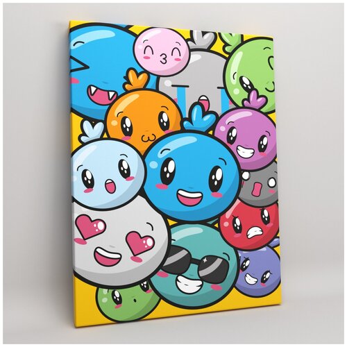 Картина на холсте (интерьерный постер) "Разноцветные пузыри" с деревянным подрамником, размер 45x60 см