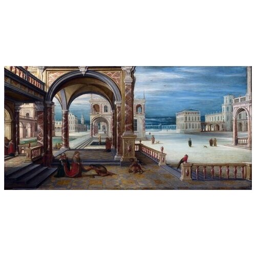 Репродукция на холсте Дворец Ренессанса (The Courtyard of a Renaissance Palace) Стенвик Хендрик 60см. x 30см.