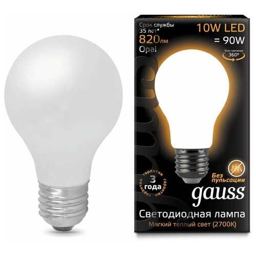 Светодиодные лампы GAUSS(группа VARTON) Лампа светодиодная Black Filament A60 E27 10Вт 2700К OPAL Gauss 102202110
