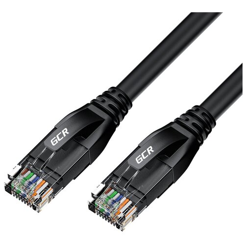 GCR Патч-корд PROF прямой 0.5m. UTP медь кат.5e. черный. литой. 24 AWG. ethernet 1 Гбит/с. RJ45. T568B