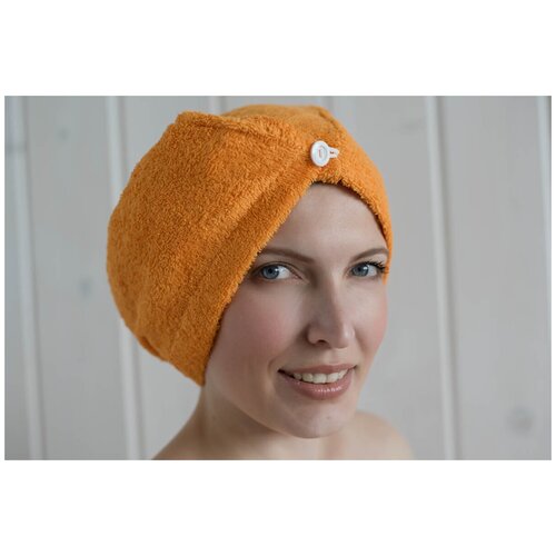 Чалма женская Everliness, махровая шапочка, тюрбан, цвет мандарин-оранжевый