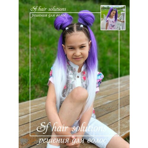 Шиньон детский накладной хвост на резинке, цветные пряди для волос, накладные волосы