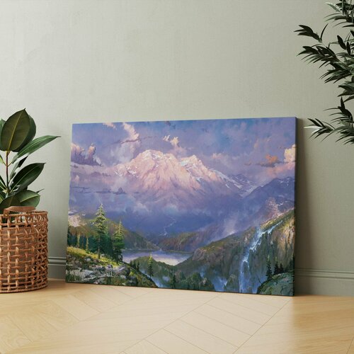 Картина на холсте (горный пейзаж томас кинкаде художник живопись) 30x40 см/для интерьера/в комнату/на стену/в подарок