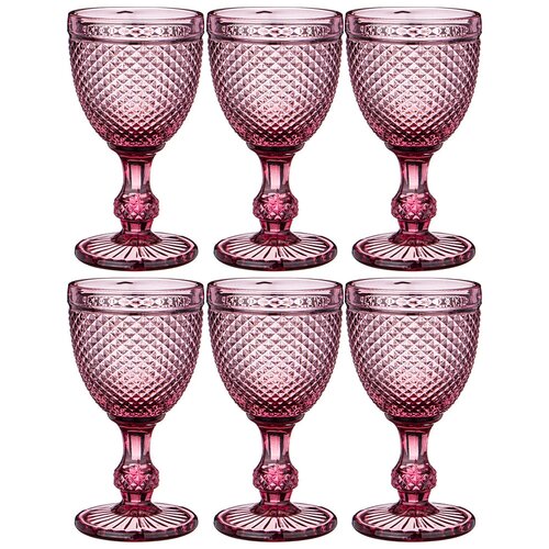 Набор бокалов Lefard Muza Color Гранат для вина, 300 мл, 6 шт., розовый