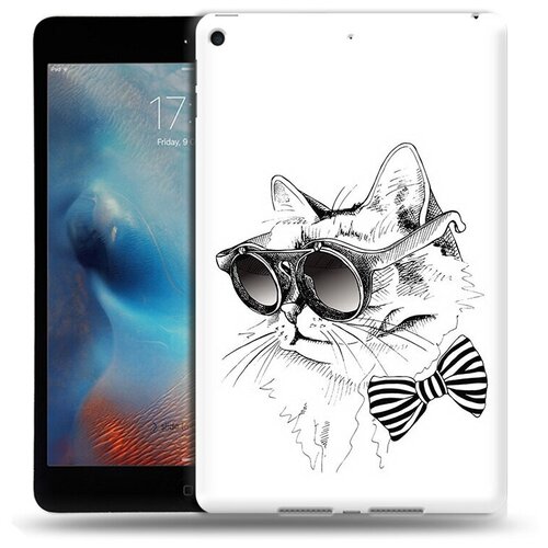 Чехол задняя-панель-накладка-бампер MyPads крутая кошка в очках для iPad mini 1/iPad mini 2/iPad mini 3-A1432/A1454/A1455/A1489/A1490/A1491/A1599/A1601 противоударный
