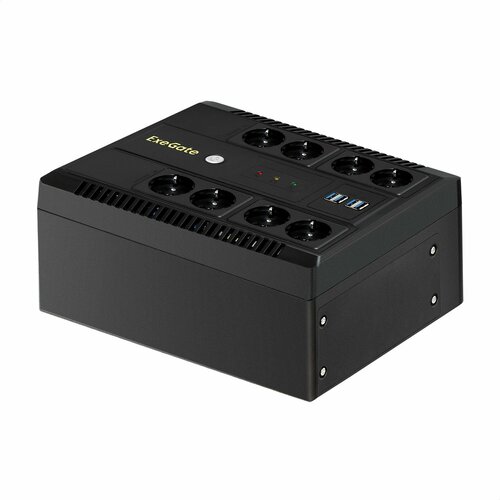 ИБП ExeGate NEO NNB-650. LED. AVR.8SH. CH <650VA/390W, LED, AVR, 8*Schuko, 4*USB-порта для зарядки, Black> EX295011RUS