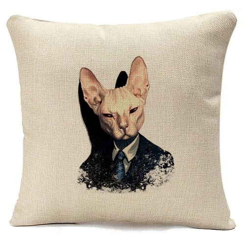 Подушка CoolPodarok Лысый кот в костюме с галстуком
