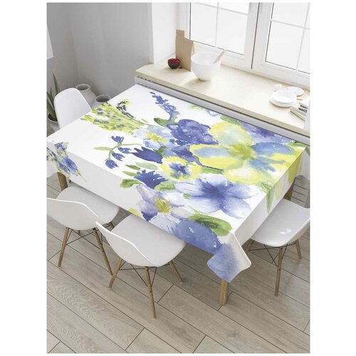 Скатерть прямоугольная JoyArty на кухонный стол "Бабочки над букетом" из оксфорда, 180x145 см