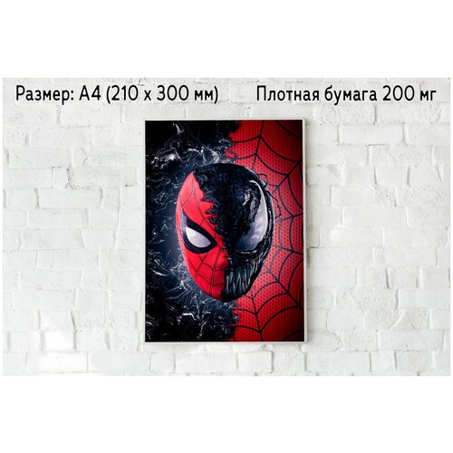Плакат на стену "Человек-паук и Веном 2" / Формат А4 (21х30 см) / Постер для интерьера