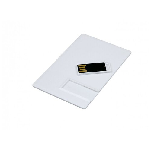 Выдвижная флешка пластиковая карта для нанесения логотипа (32 Гб / GB USB 2.0 Белый card3 Недорогая для печати фотографии и логотипа)