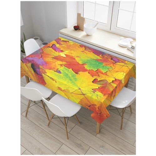 Скатерть прямоугольная JoyArty на кухонный стол "Украшение листьями" из оксфорда, 180x145 см