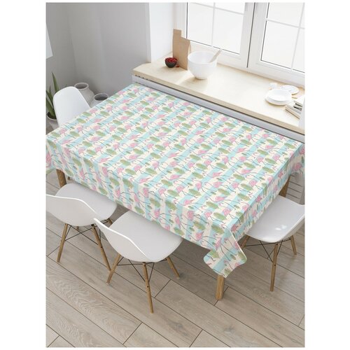 Скатерть прямоугольная JoyArty на кухонный стол "Шагающий фламинго" из оксфорда, 120x145 см