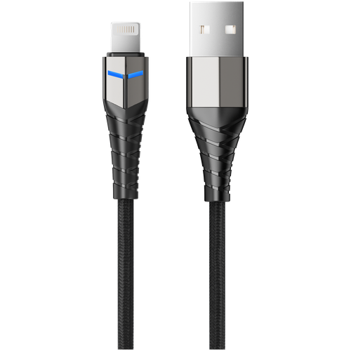 Кабель для быстрой зарядки Accesstyle USB A - Lightning 24-F100LED смартфонов iPhone, планшетов, ноутбуков, черный