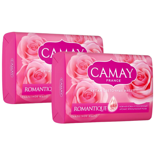 Camay Мыло кусковое Romantique роза, 2 уп., 85 г