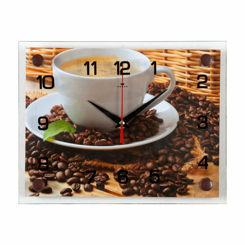 Часы настенные 2026-529 прям (20Х26) чашечка кофе рубин