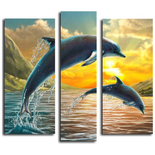Модульная картина Дельфины 91х80 см