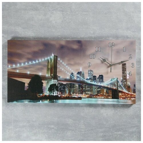 Часы-картина настенные, серия: Город, "Бруклинский мост", 40 х 76 см, микс