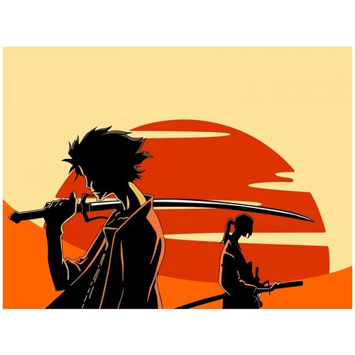Плакат, постер на холсте Samurai Champloo/Самурай Чамплу. Размер 42 х 60 см