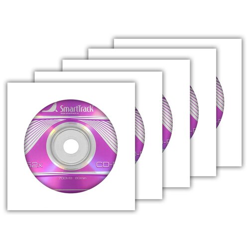 Диск SmartTrack CD-R 700Mb 52x в бумажном конверте с окном, 5 шт.