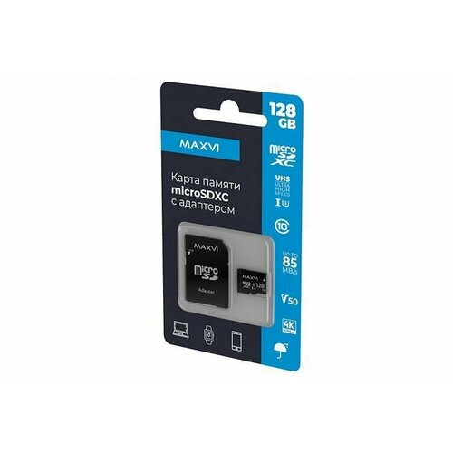 Карта памяти Maxvi microSDXC 128Gb, V50 Чёрный