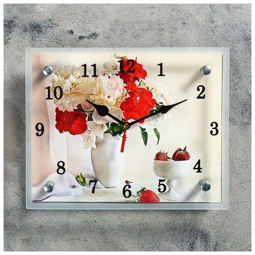 Часы настенные, серия: Цветы, "Цветы в вазе", микс 20х25 см