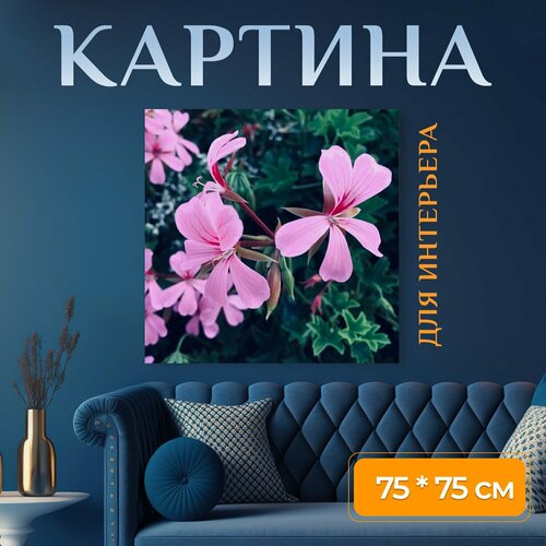 Картина на холсте "Природа, фиолетовый, розовый" на подрамнике 75х75 см. для интерьера