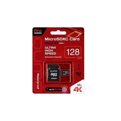 Micro SecureDigital 128Gb QUMO QM128GMICSDXC10U3 {MicroSDXC Class 10 UHS-I SD adapter}