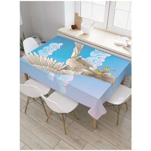 Скатерть прямоугольная JoyArty на кухонный стол "Грозный орел" из оксфорда, 180x145 см