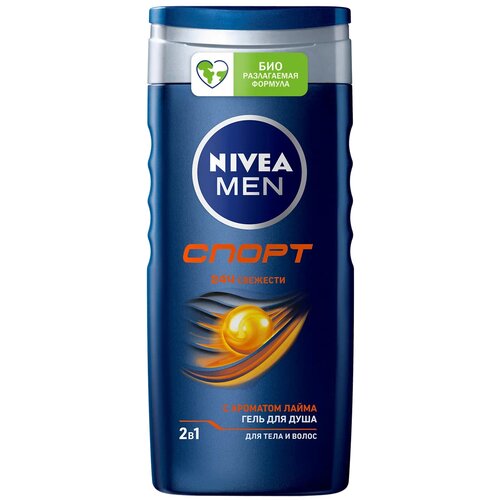 Гель для душа мужской NIVEA MEN "Спорт" с ароматом лайма, 250 мл, 500 г, 2 шт.