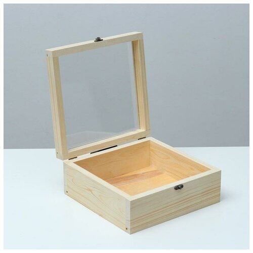 Подарочный ящик 25×25×11 см деревянный, крышка оргстекло 3 мм 5538656