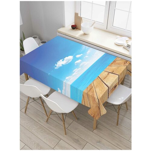 Скатерть прямоугольная JoyArty на кухонный стол "Дорожка над морем" из оксфорда, 180x145 см