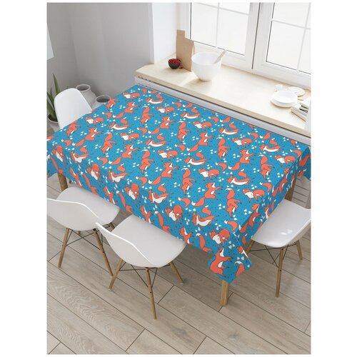 Скатерть прямоугольная JoyArty на кухонный стол "Игривая лисичка" из оксфорда, 180x145 см